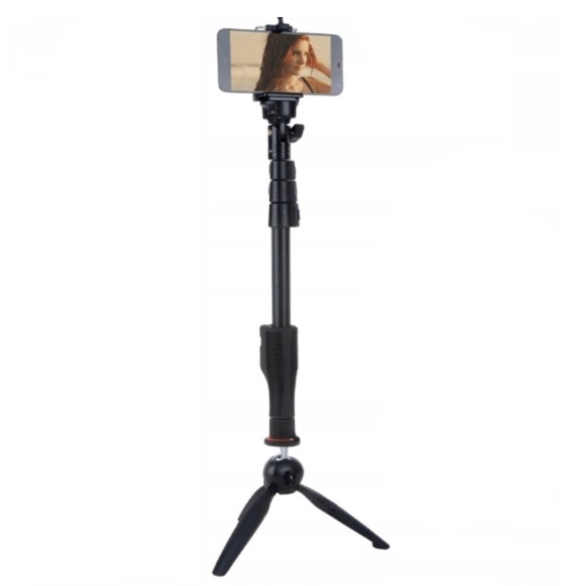 Selfie stick/trepied, Zola, negru, 125 cm, pliabil in 4 segmente, cu t ...