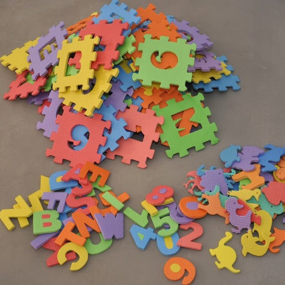 Covor tip puzzle, Zola®, spuma, model numere si animale, 72 buc – ZOLA